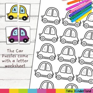 Car Letter Matching Uppercase and Lowercase Puzzle Printable | Made By ...