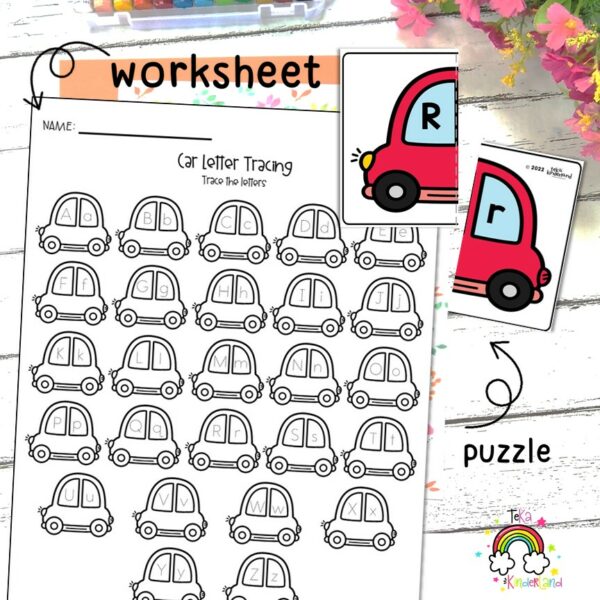 Car Letter Matching Uppercase and Lowercase Puzzle Printable | Made By ...