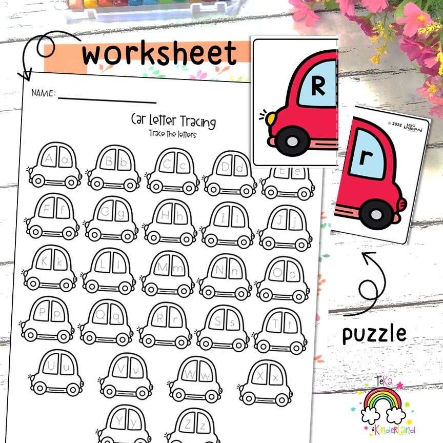 Car Letter Matching Uppercase and Lowercase Puzzle Printable | Made By ...