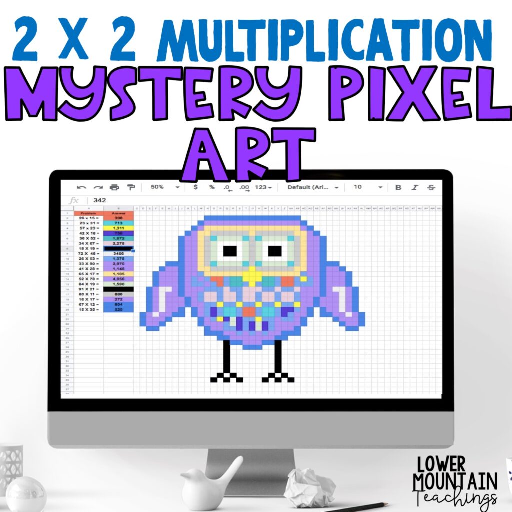 Multiplication 2 digit x 2 digit Mystery Pixel Art Activity | Made By ...