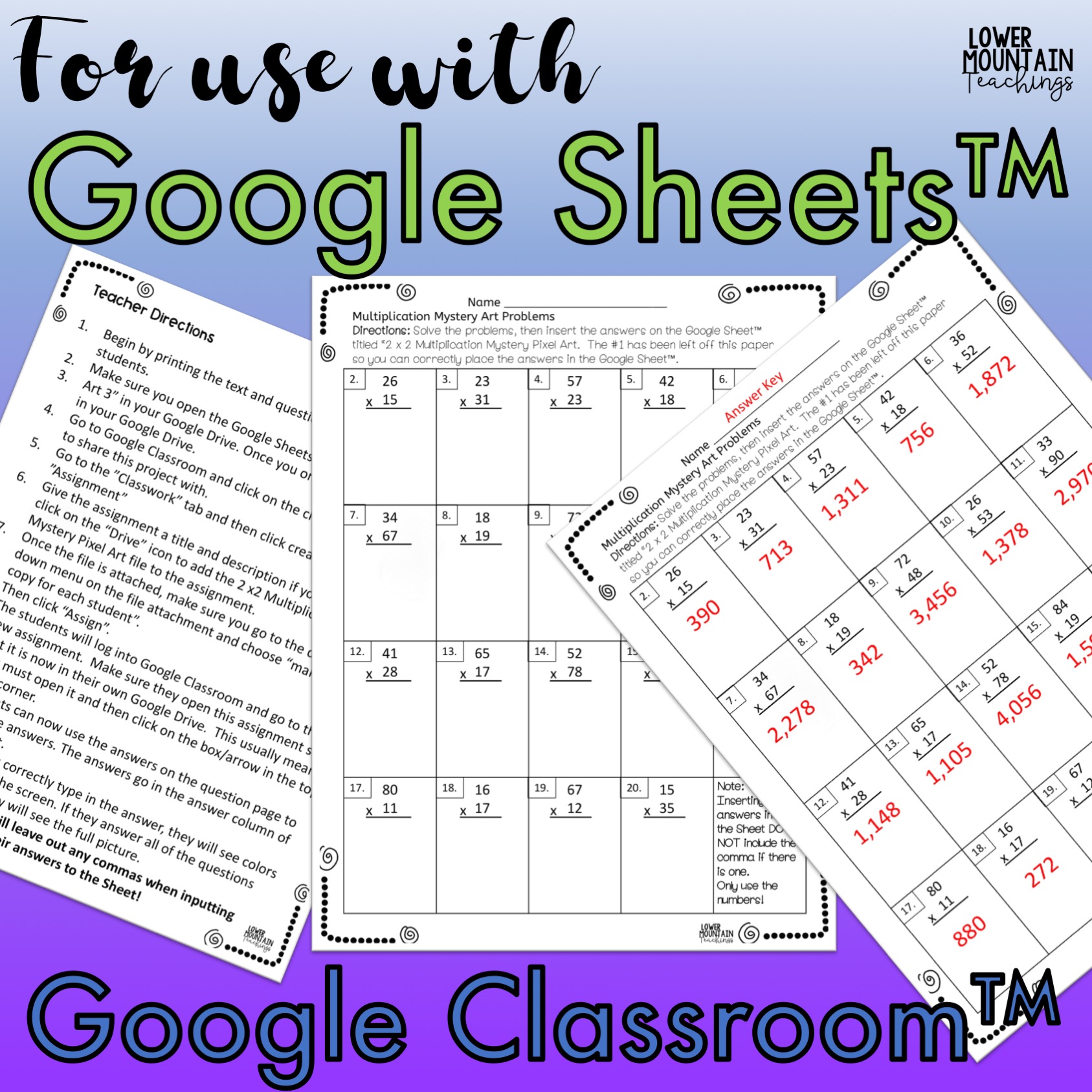 Multiplication 2 digit x 2 digit Mystery Pixel Art Activity | Made By ...