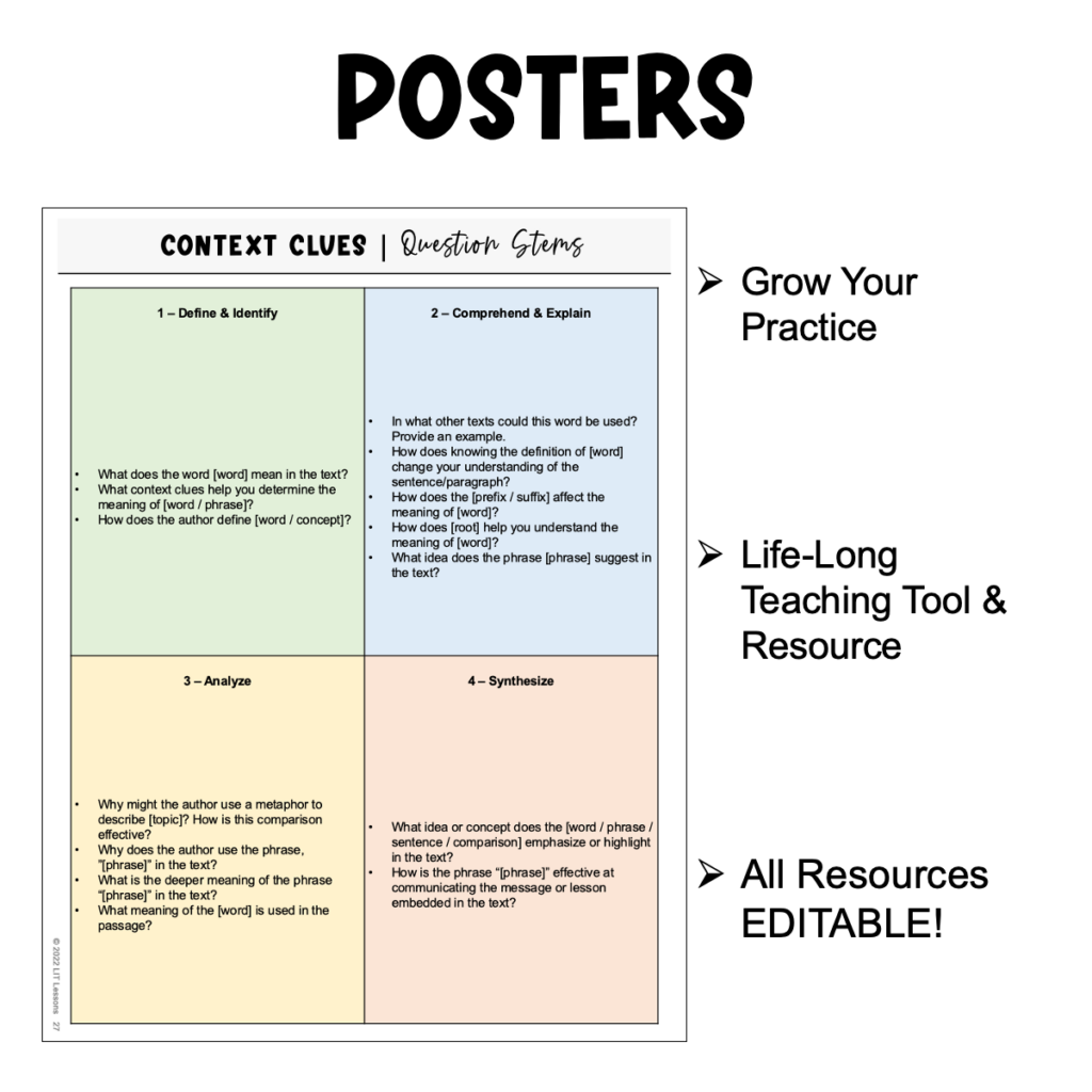 Question Stems Higher Order Thinking Reading Informational Texts Grades ...