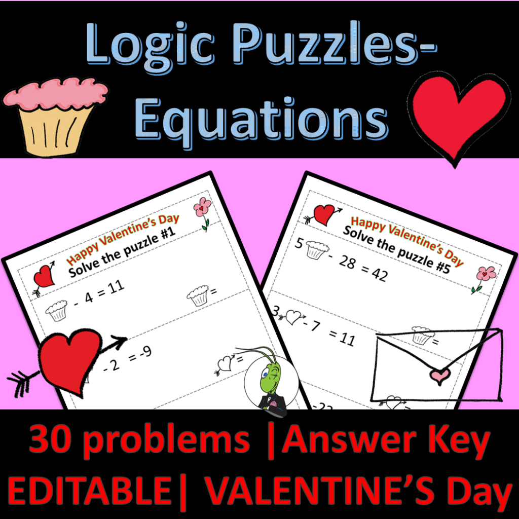 Valentine's Day Solving Equations | Number Sense Logic Puzzles ...