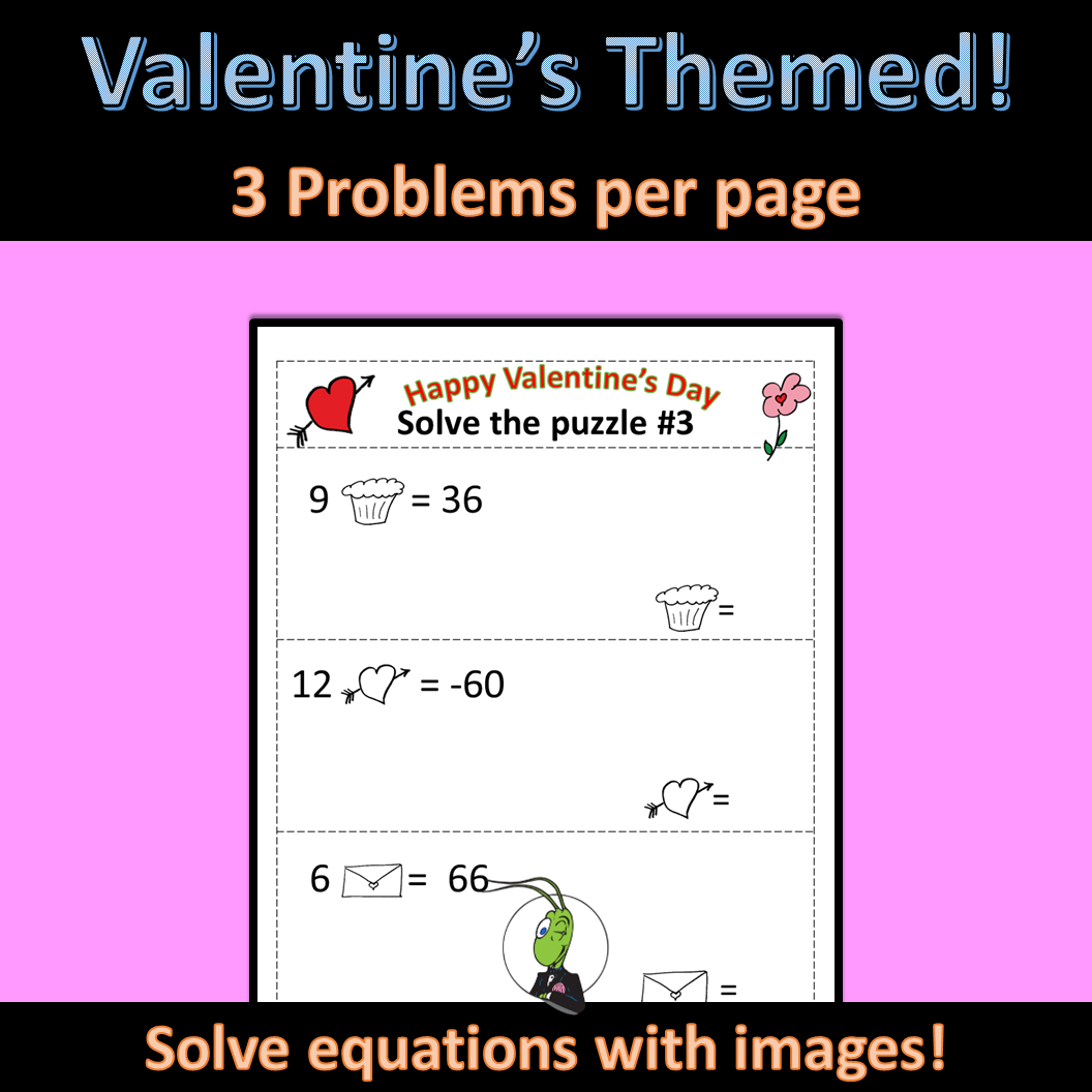 Valentine's Day Solving Equations | Number Sense Logic Puzzles ...
