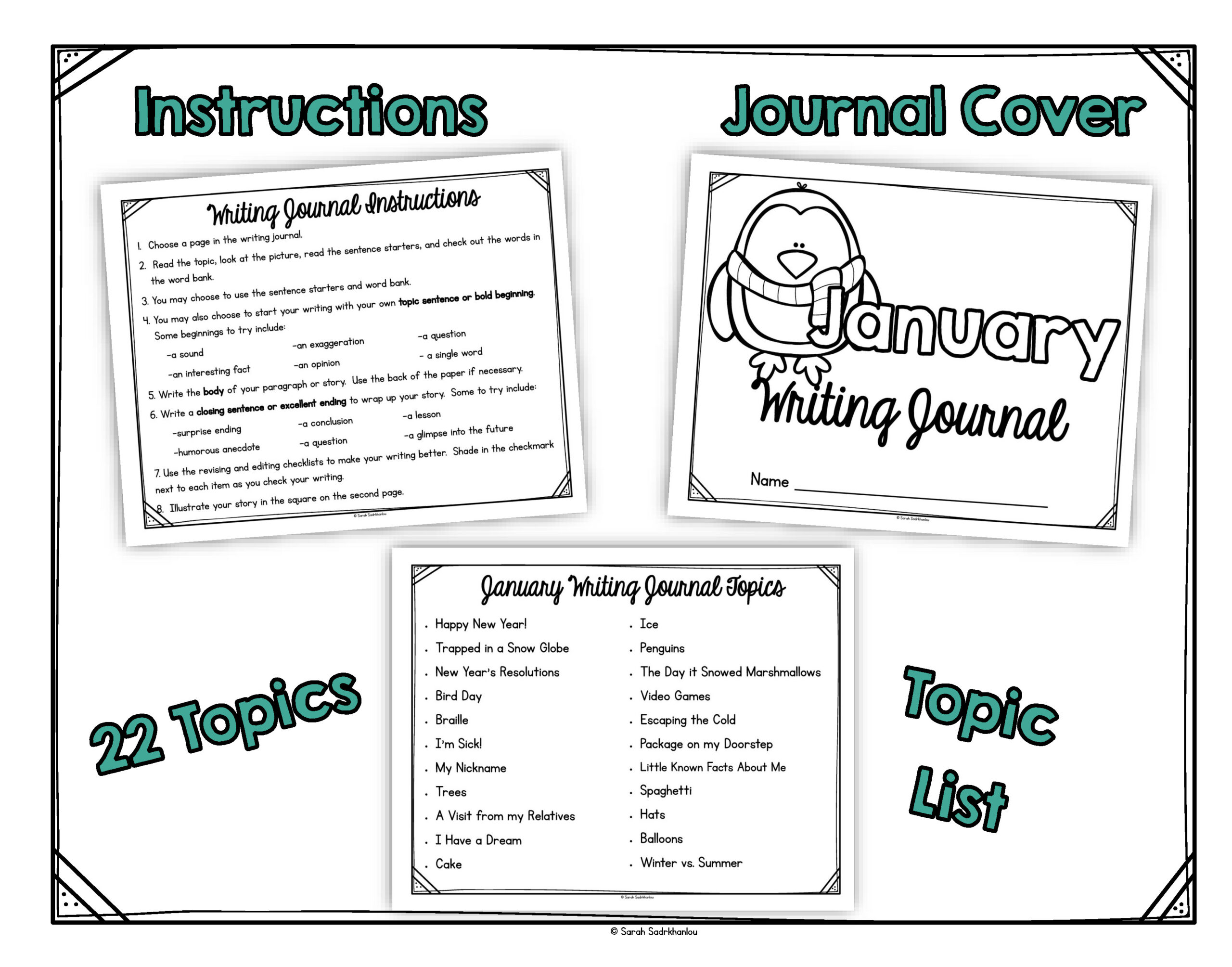 January Monthly Writing Journal No Prep Winter Writing Prompts | Made ...