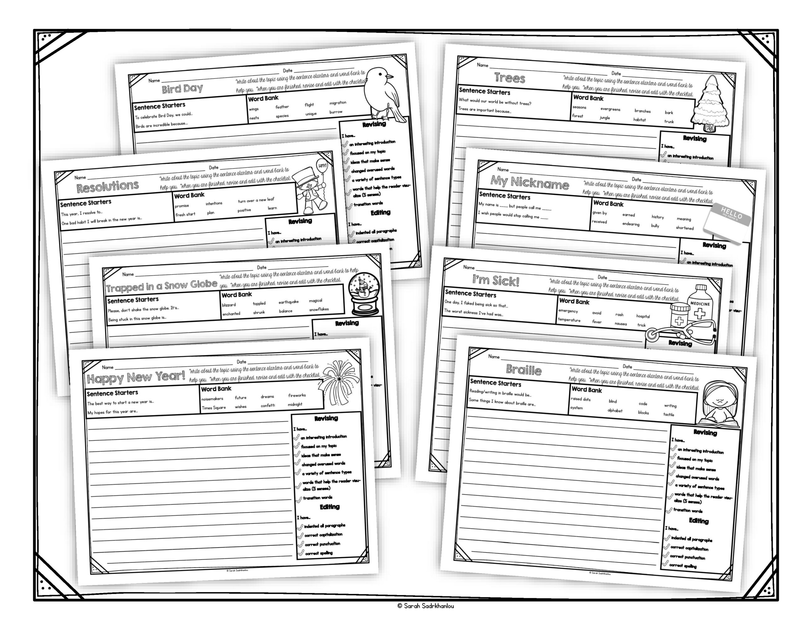 January Monthly Writing Journal No Prep Winter Writing Prompts | Made ...