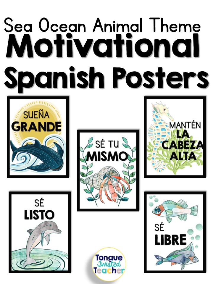 Motivational Posters in Spanish Ocean Under the Sea Animal Theme | Made ...