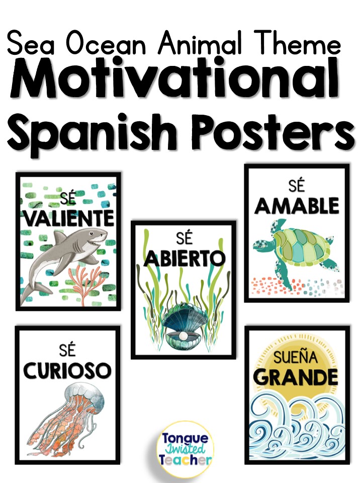 Motivational Posters in Spanish Ocean Under the Sea Animal Theme | Made ...