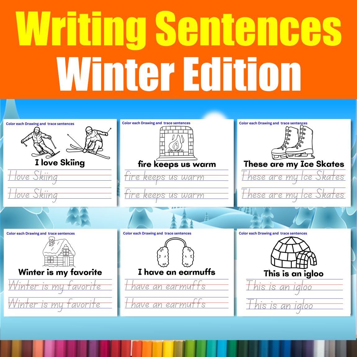 Winter Numbers 1-10. Printable Worksheets for Prek & K to Color, Trace ...