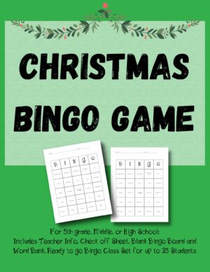 Christmas Bingo Game - 5th grade middle high school Class Set up to 35 ...