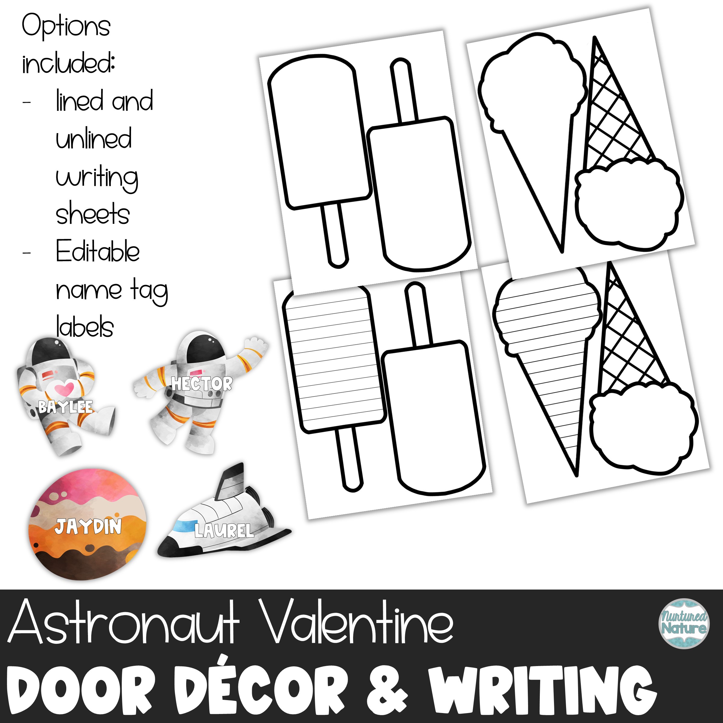 Valentine’s Day Door Display - Astronaut Ice Cream Bulletin Board with ...