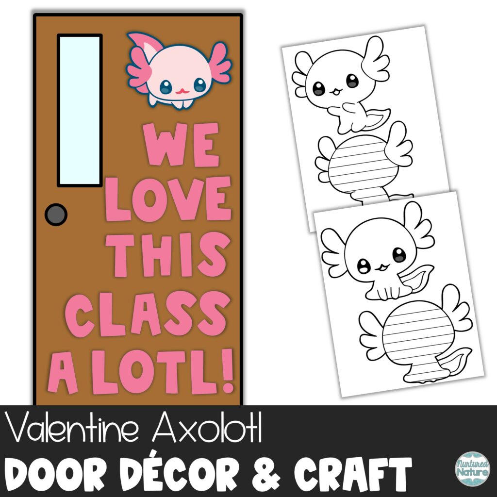 Valentine’s Day Door Display - Axolotl Bulletin Board with Editable ...