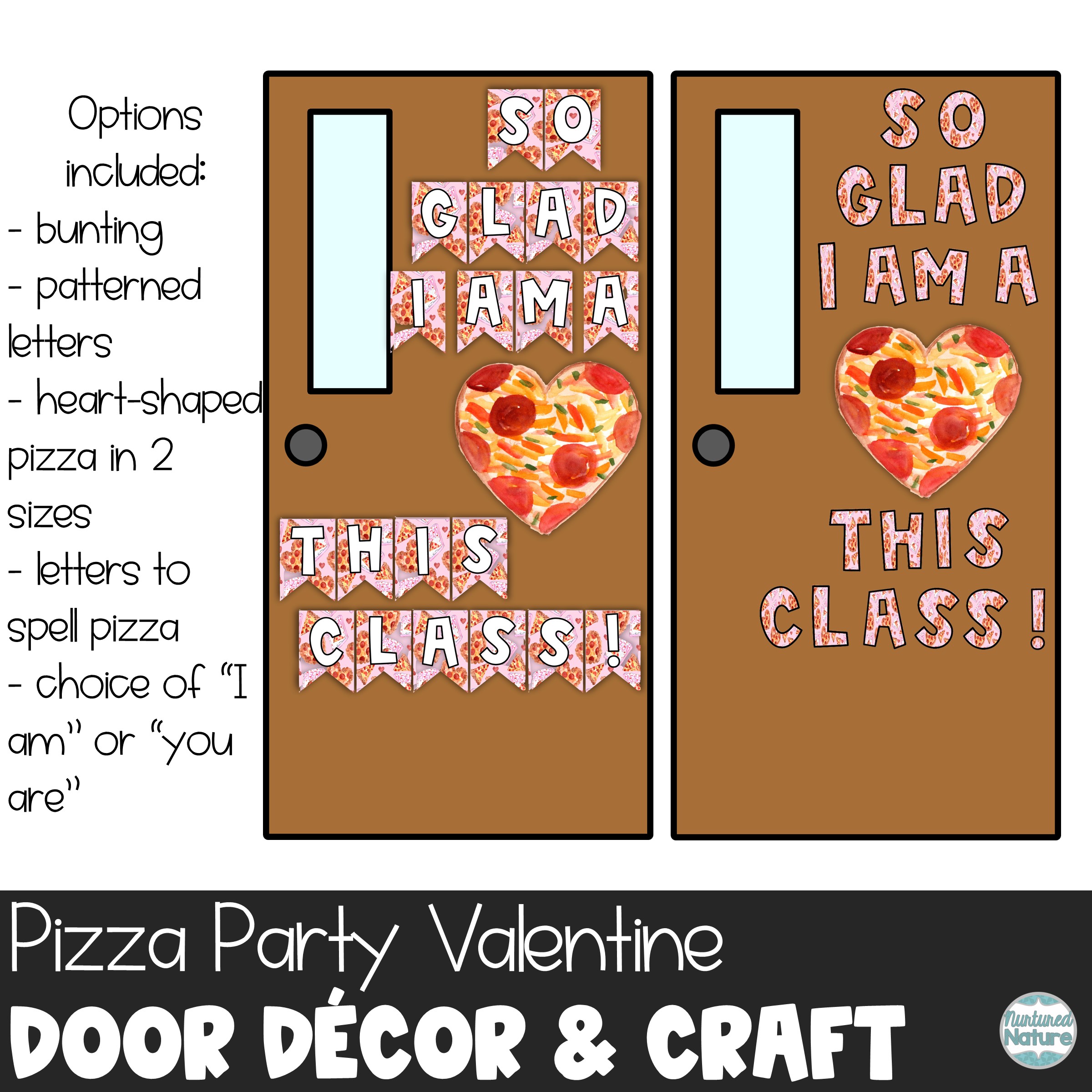 Valentine’s Day Pizza Party Door Display - Bulletin Board with Editable ...