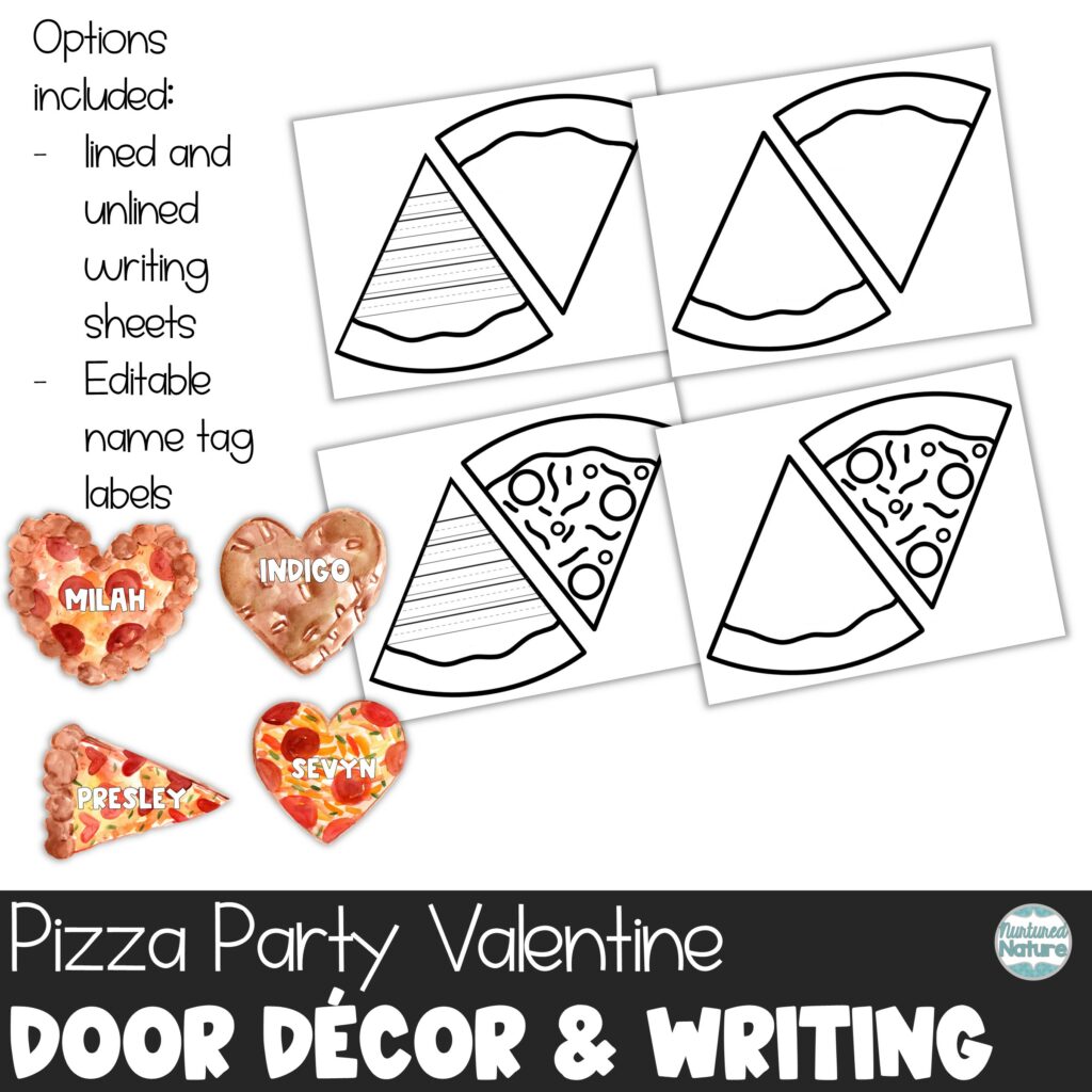 Valentine’s Day Pizza Party Door Display - Bulletin Board with Editable ...