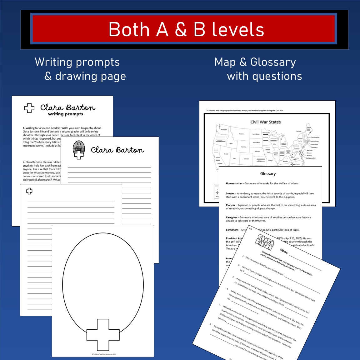 Clara Barton 4th-6th Teaching video & worksheets | Made By Teachers