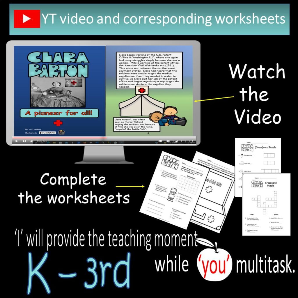 Clara Barton K-3rd Teaching Video & Worksheets - Made By Teachers