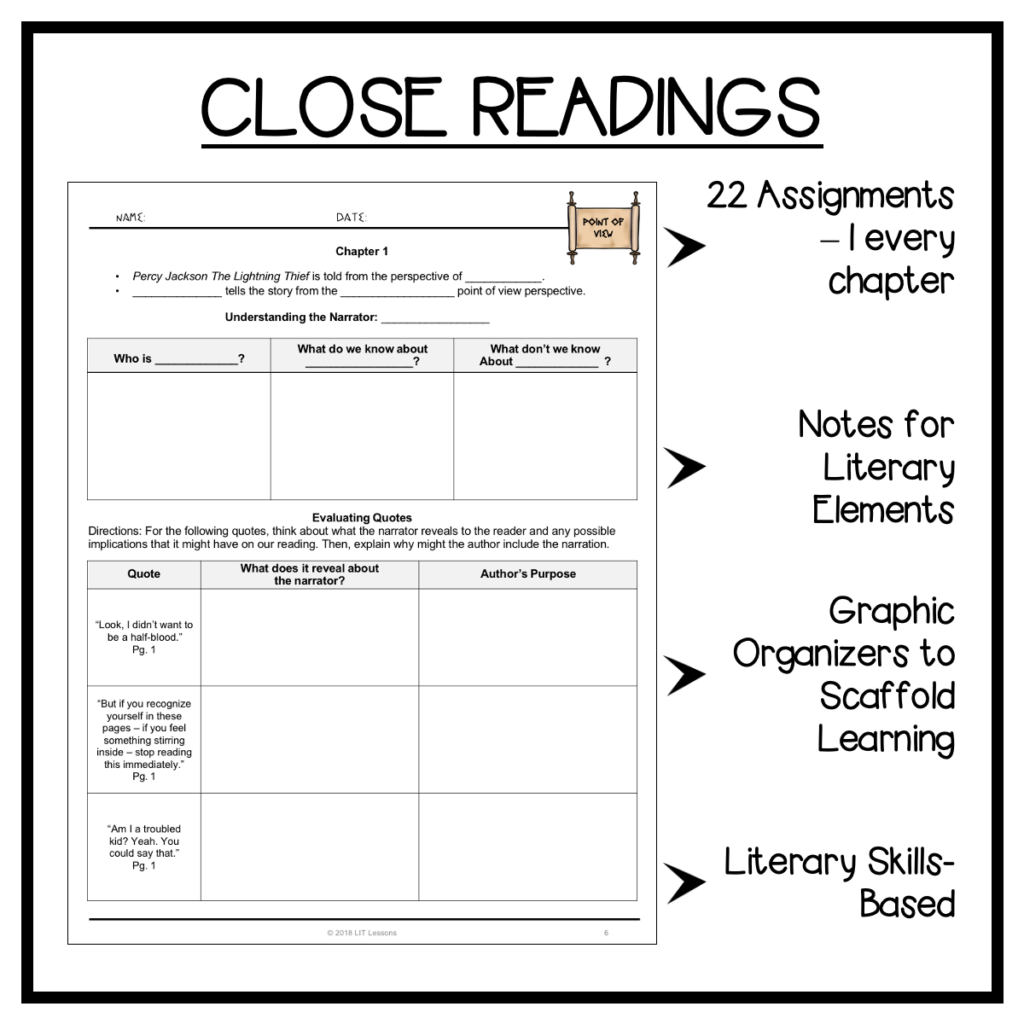 Percy Jackson and the Lightning Thief Novel Study | Made By Teachers