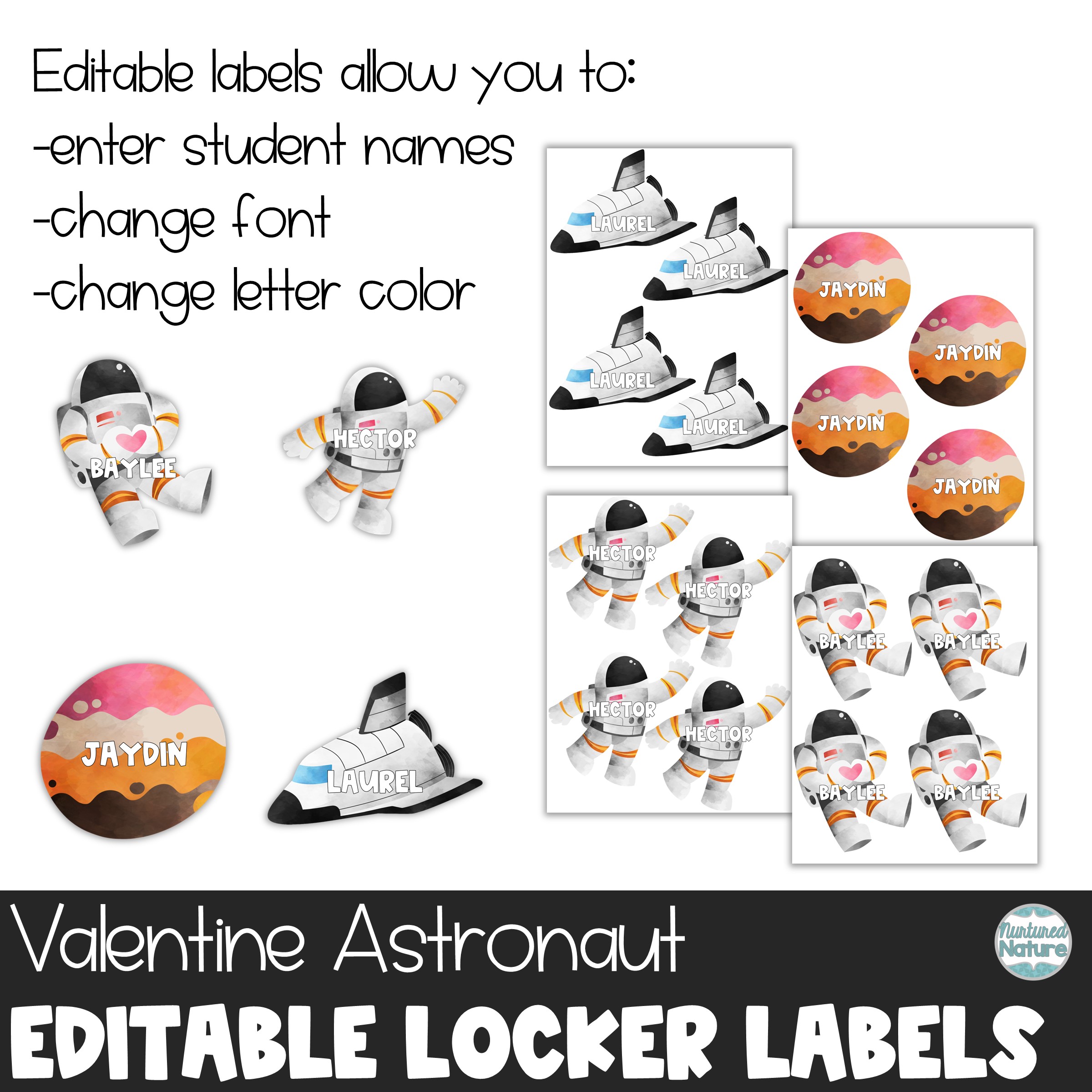 Astronaut Locker Labels - Editable Cubby Tags - Valentine’s Day ...