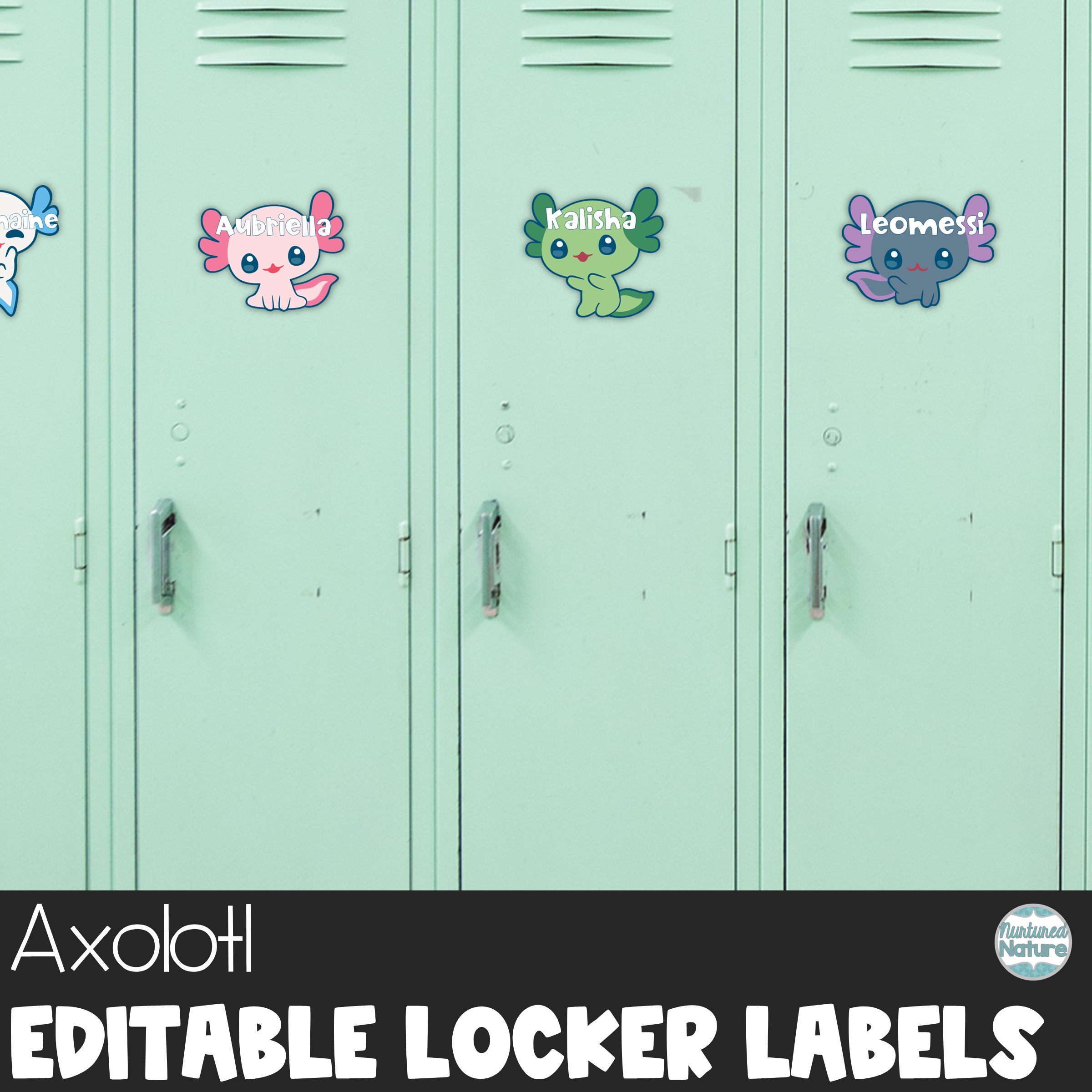 Axolotl Locker Labels - Editable Cubby Tags | Made By Teachers
