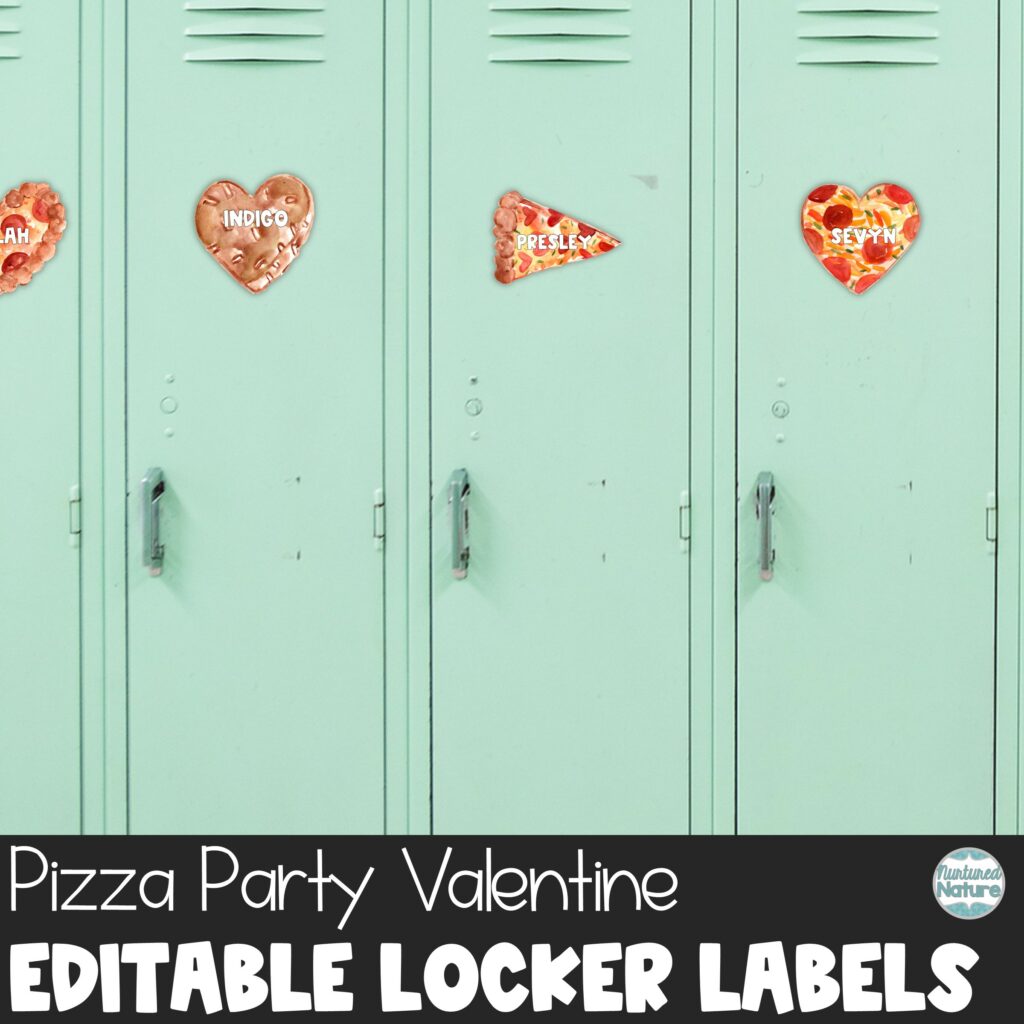 Valentine’s Day Locker Labels - Editable Cubby Tags - Pizza Party Theme ...