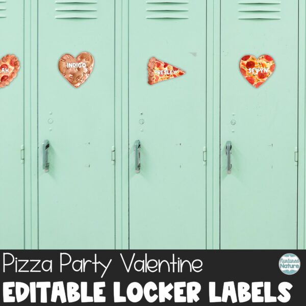 Valentine’s Day Locker Labels - Editable Cubby Tags - Pizza Party Theme ...