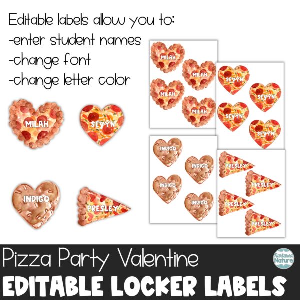 Valentine’s Day Locker Labels - Editable Cubby Tags - Pizza Party Theme ...
