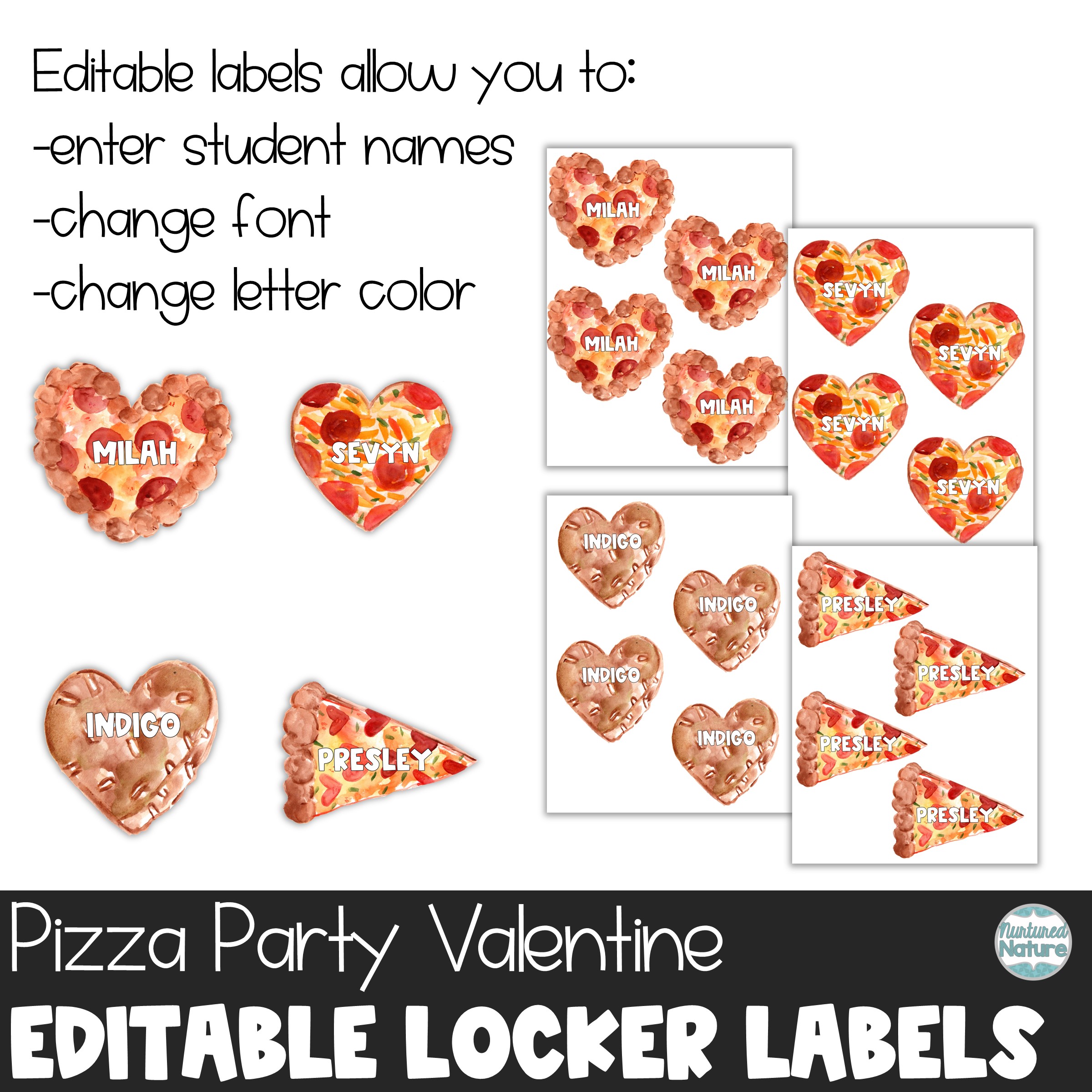 Valentine’s Day Locker Labels - Editable Cubby Tags - Pizza Party Theme ...