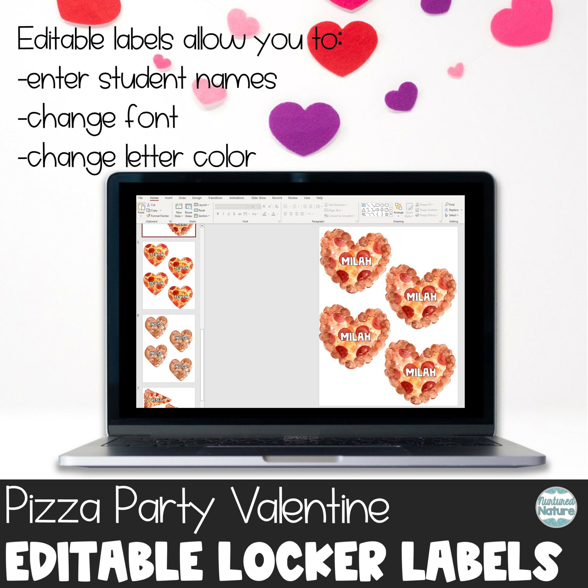 Valentine’s Day Locker Labels - Editable Cubby Tags - Pizza Party Theme ...