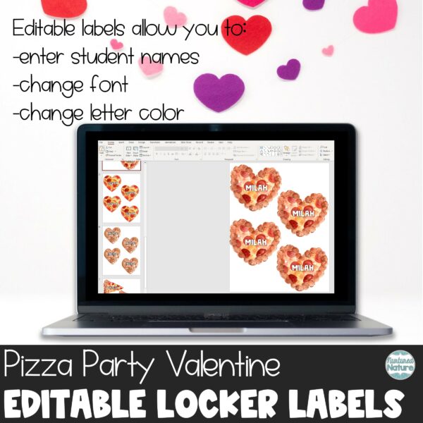 Valentine’s Day Locker Labels - Editable Cubby Tags - Pizza Party Theme ...