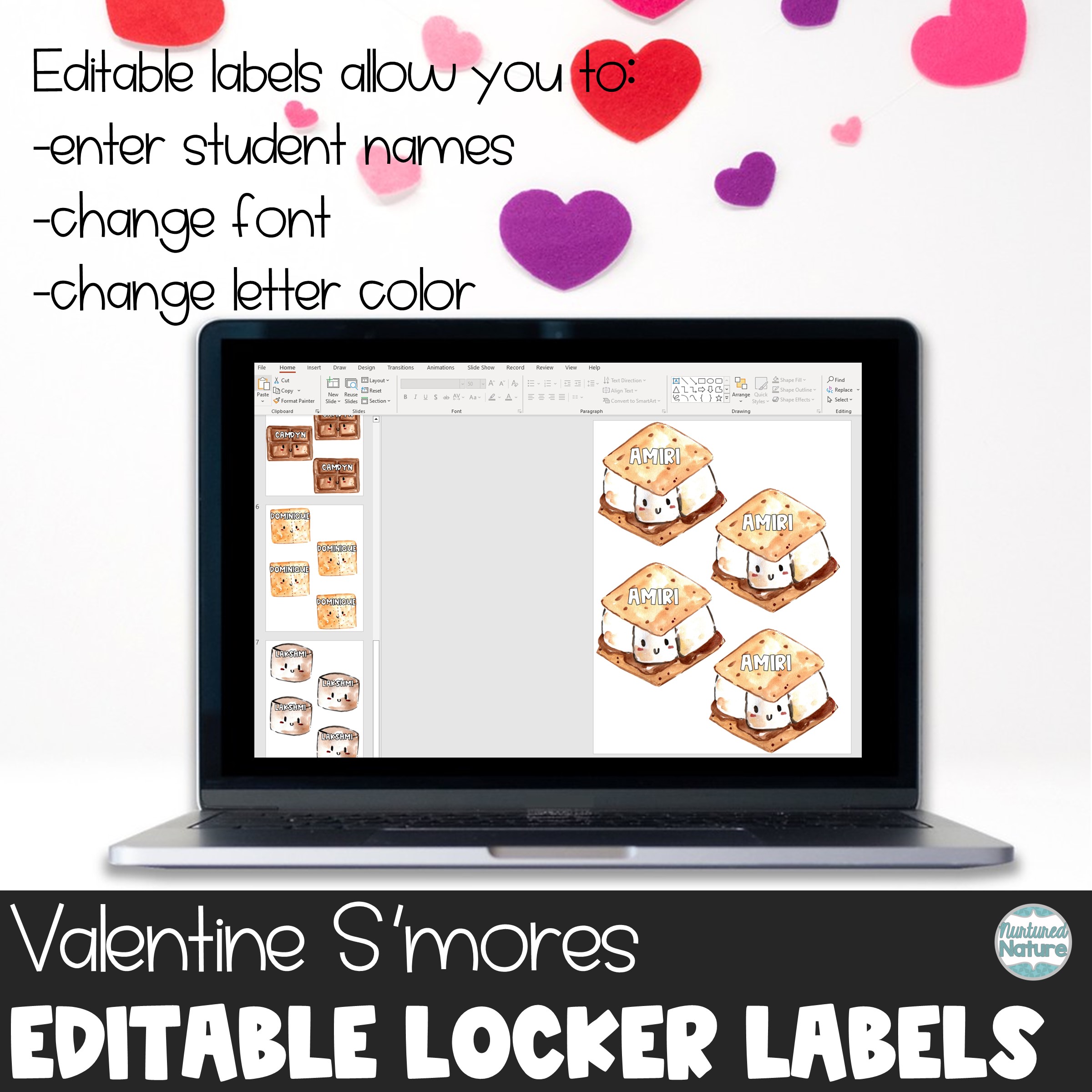 Valentine’s Day Locker Labels - Editable Cubby Tags - S'mores Theme ...