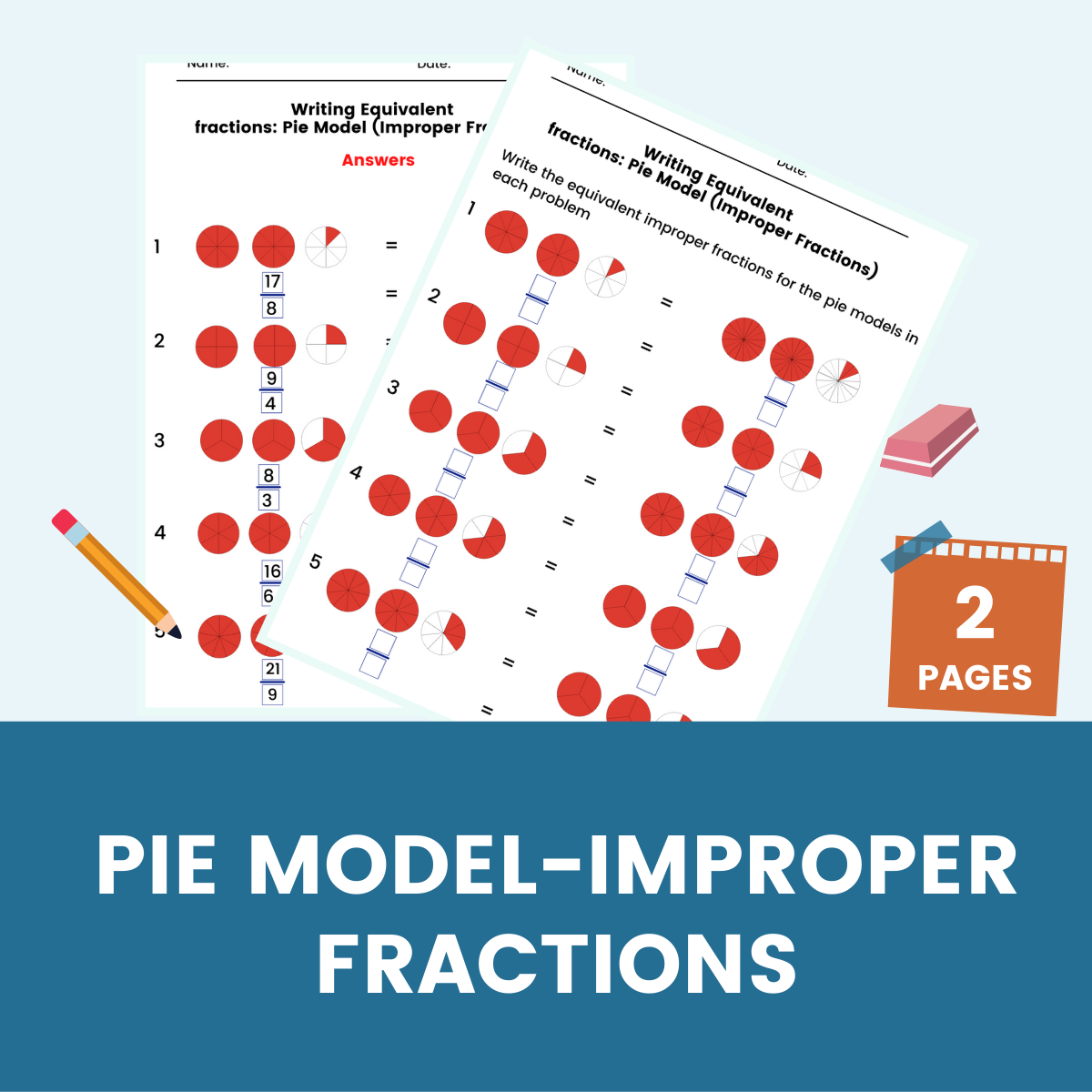 Equivalent Fractions NO PREP Worksheet Packet: CCSS 3.NF.A.1 | Made By ...