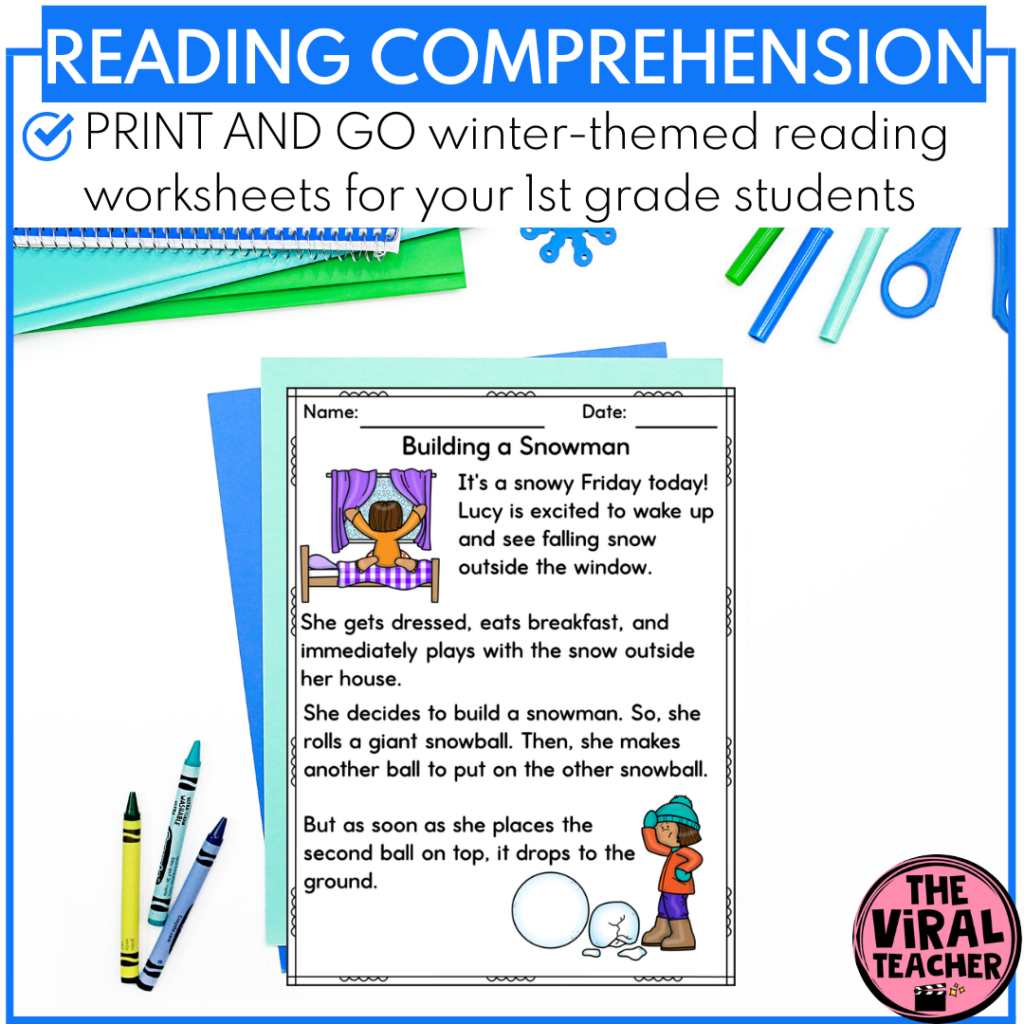 Winter Reading Passages and Comprehension Questions with Story Elements ...