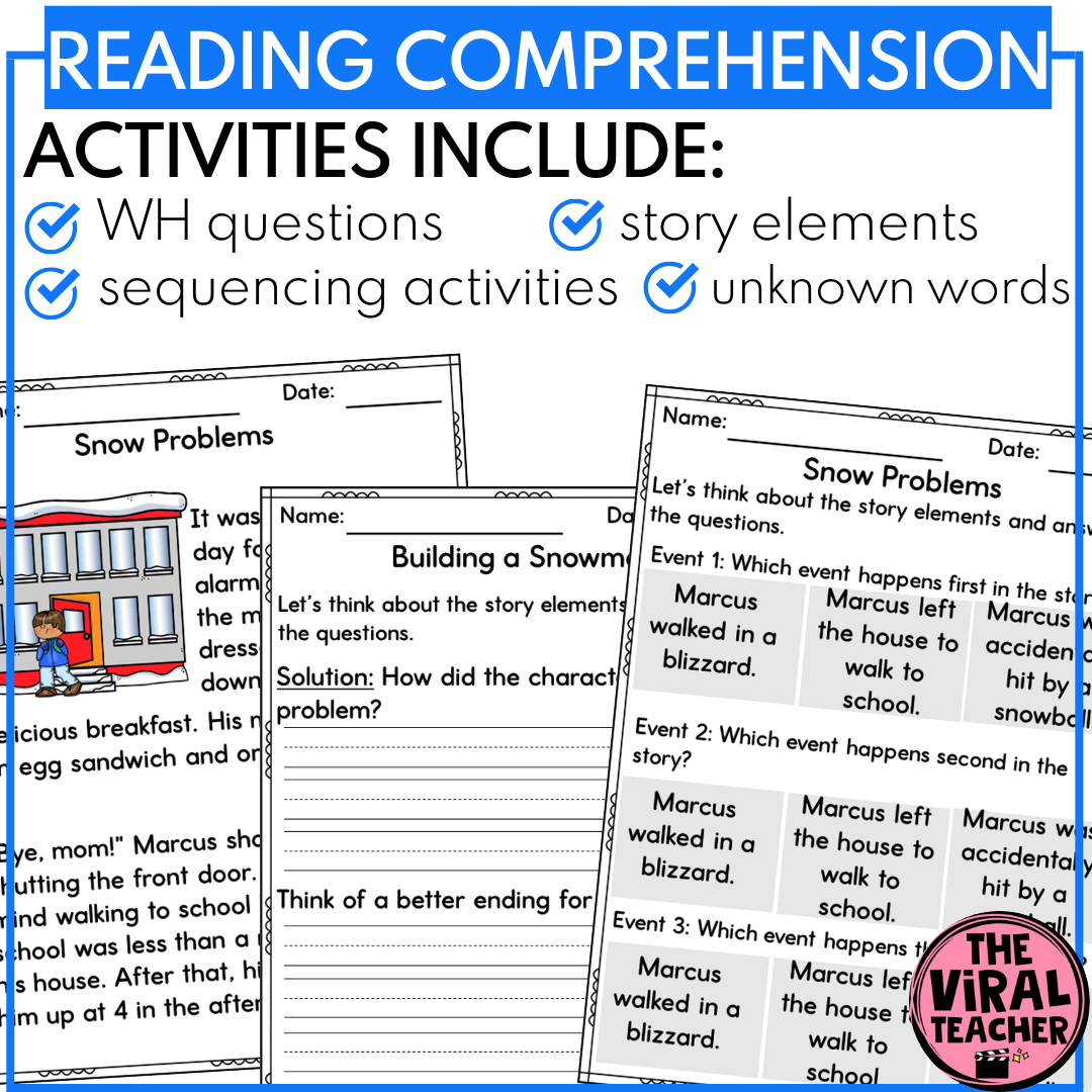 Winter Reading Passages and Comprehension Questions with Story Elements | Made By Teachers
