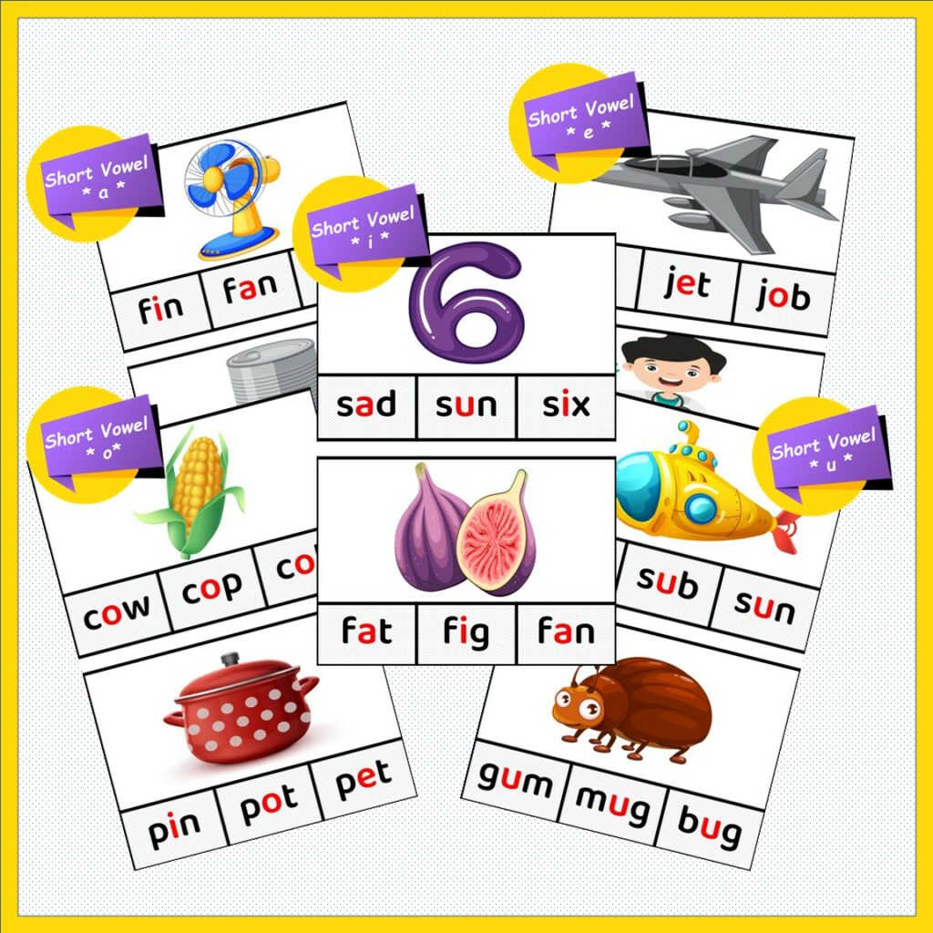CVC Words Picture Clip Cards Literacy Center Activity | Made By Teachers