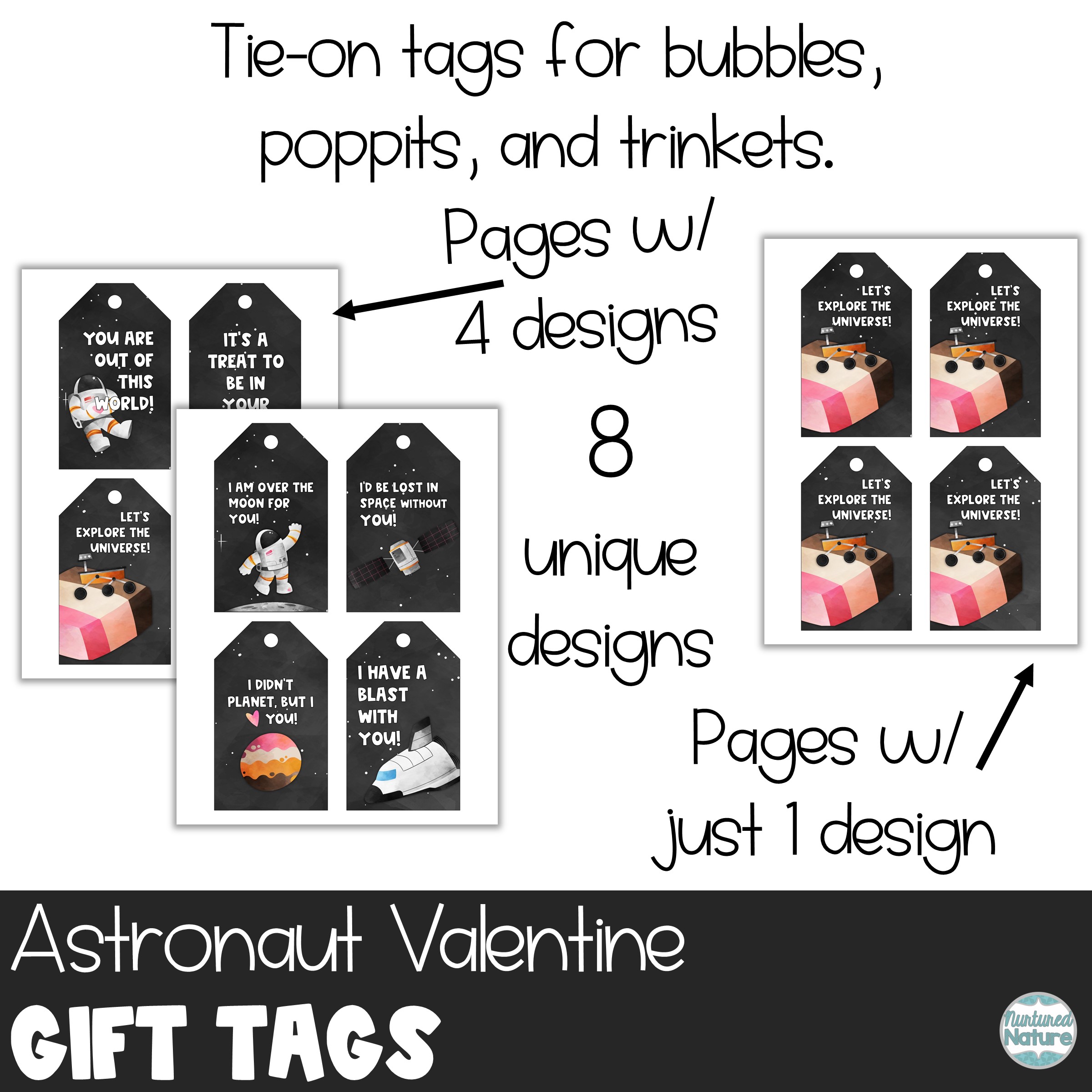 Valentine’s Day Gift Tags for Student Gifts from Teacher - Astronaut ...