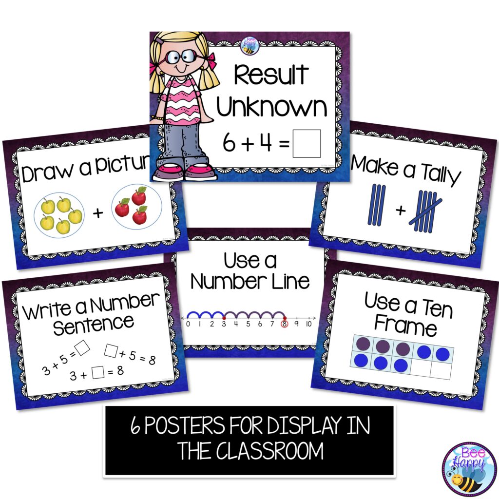 Addition Word Problems | Sums Within 10 | Result Unknown | Think Boards ...