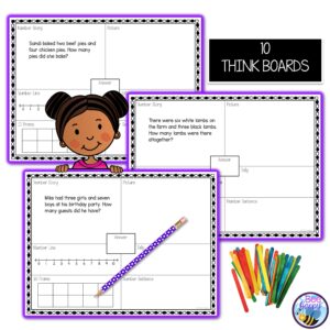 Addition Word Problems | Sums Within 10 | Result Unknown | Think Boards ...