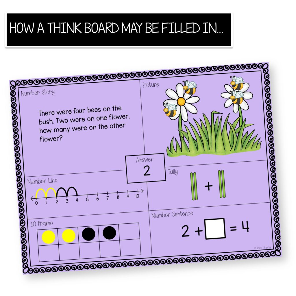 Addition Word Problems | Sums Within 10 | Result Unknown | Think Boards ...