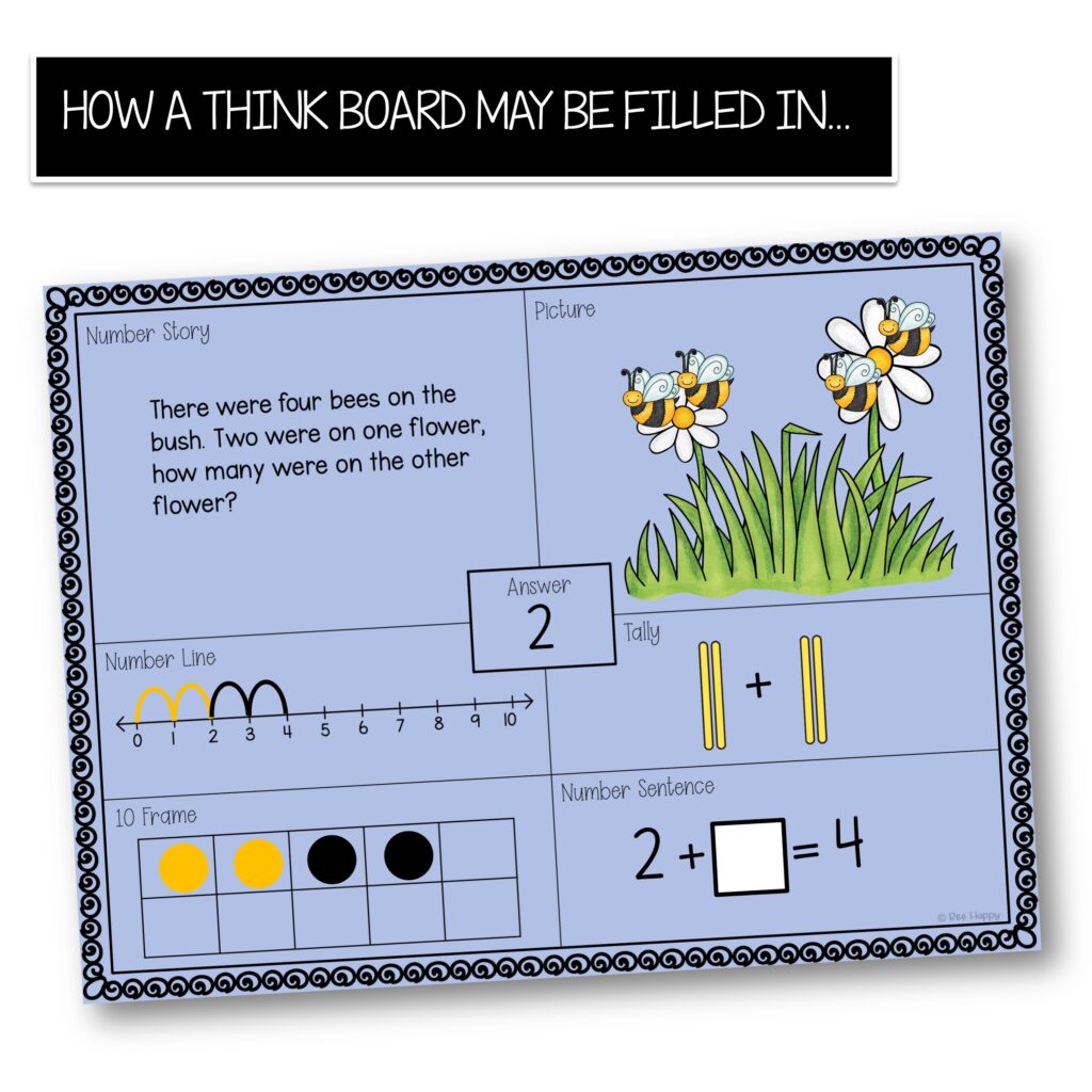 Addition Word Problems | Sums Within 10 | Change Unknown | Think Boards ...