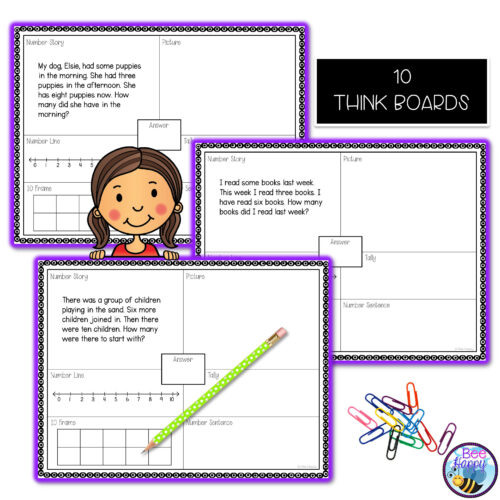Addition Word Problems | Sums Within 10 | Start Unknown | Think Boards ...
