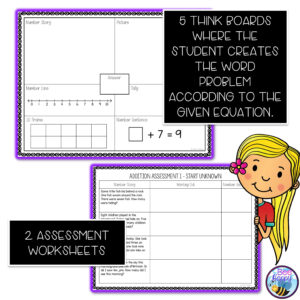 Addition Word Problems | Sums Within 10 | Start Unknown | Think Boards ...