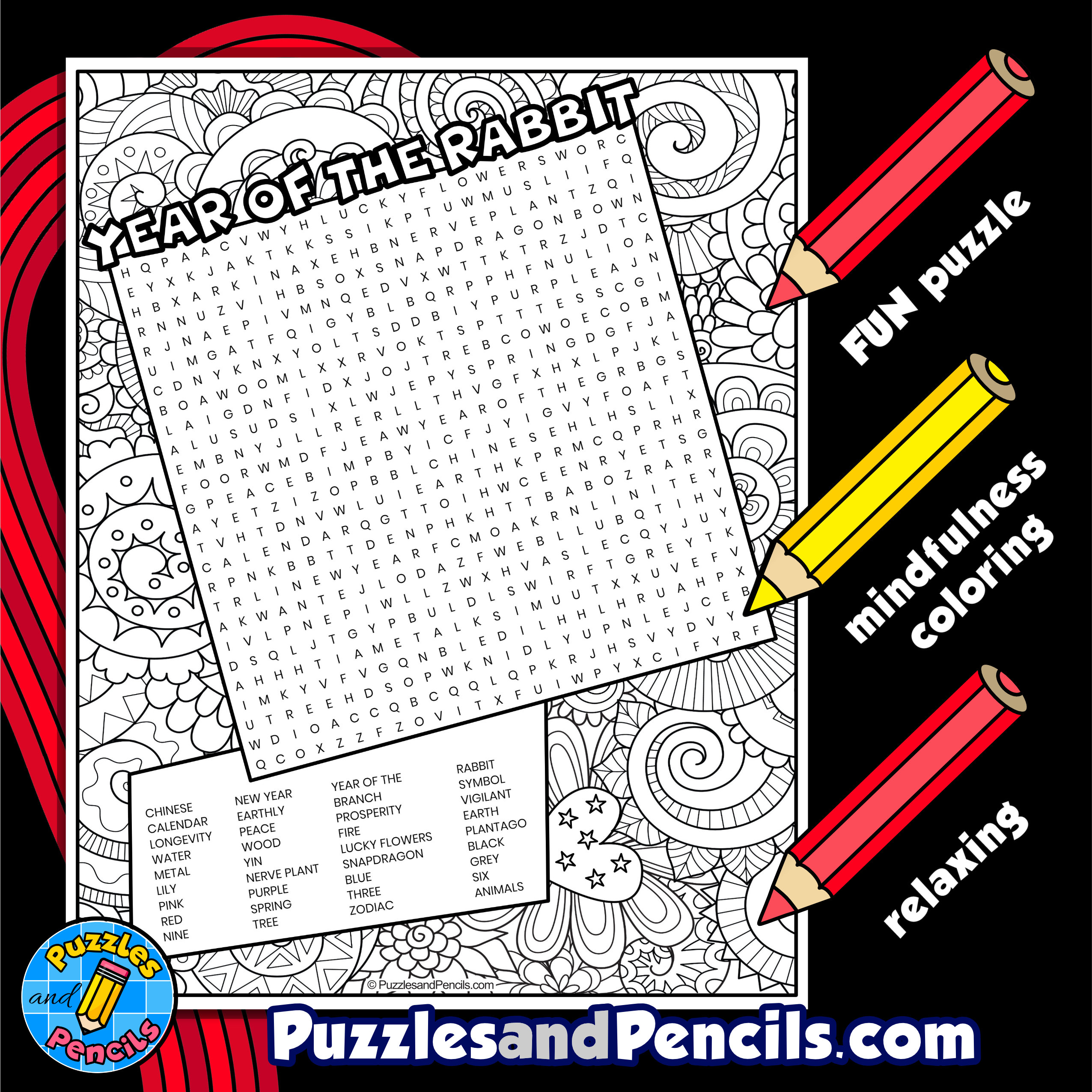Year of the Rabbit Word Search Puzzle Activity | Chinese New Year ...