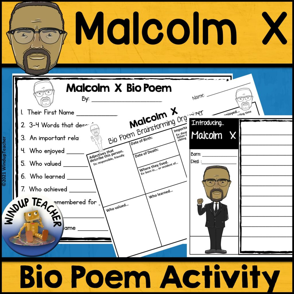Malcolm X Biography Poem Activity and Writing Paper | Made By Teachers