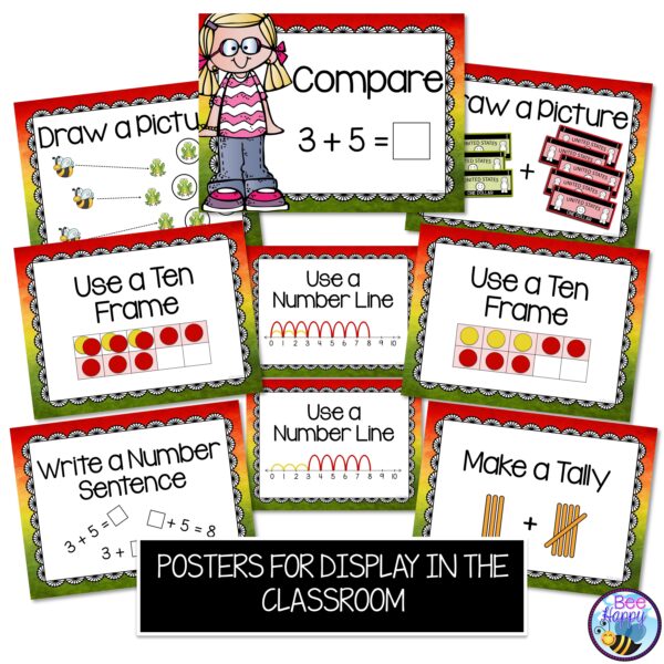 Addition Word Problems | Sums Within 10 | Compare | Think Boards and ...