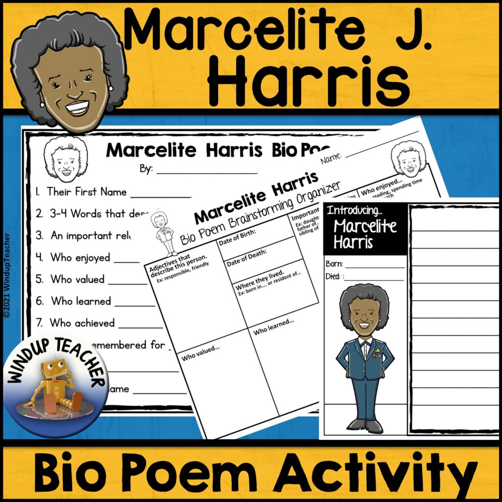 Marcelite Harris Biography Poem Activity and Writing Paper | Made By ...