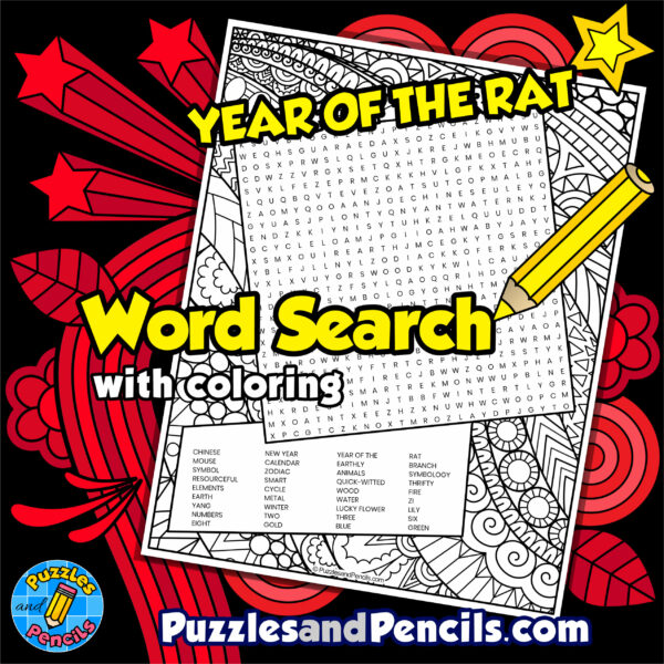 Year of the Rat Word Search Puzzle Activity | Chinese New Year ...