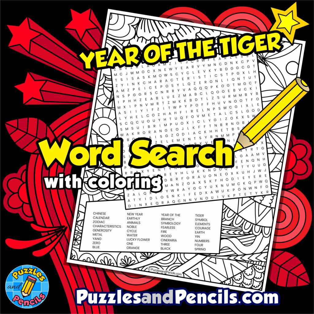 Year of the Tiger Word Search Puzzle Activity | Chinese New Year ...