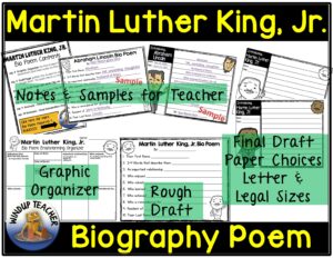 Martin Luther King, Jr. Biography Poem Activity and Writing Paper ...