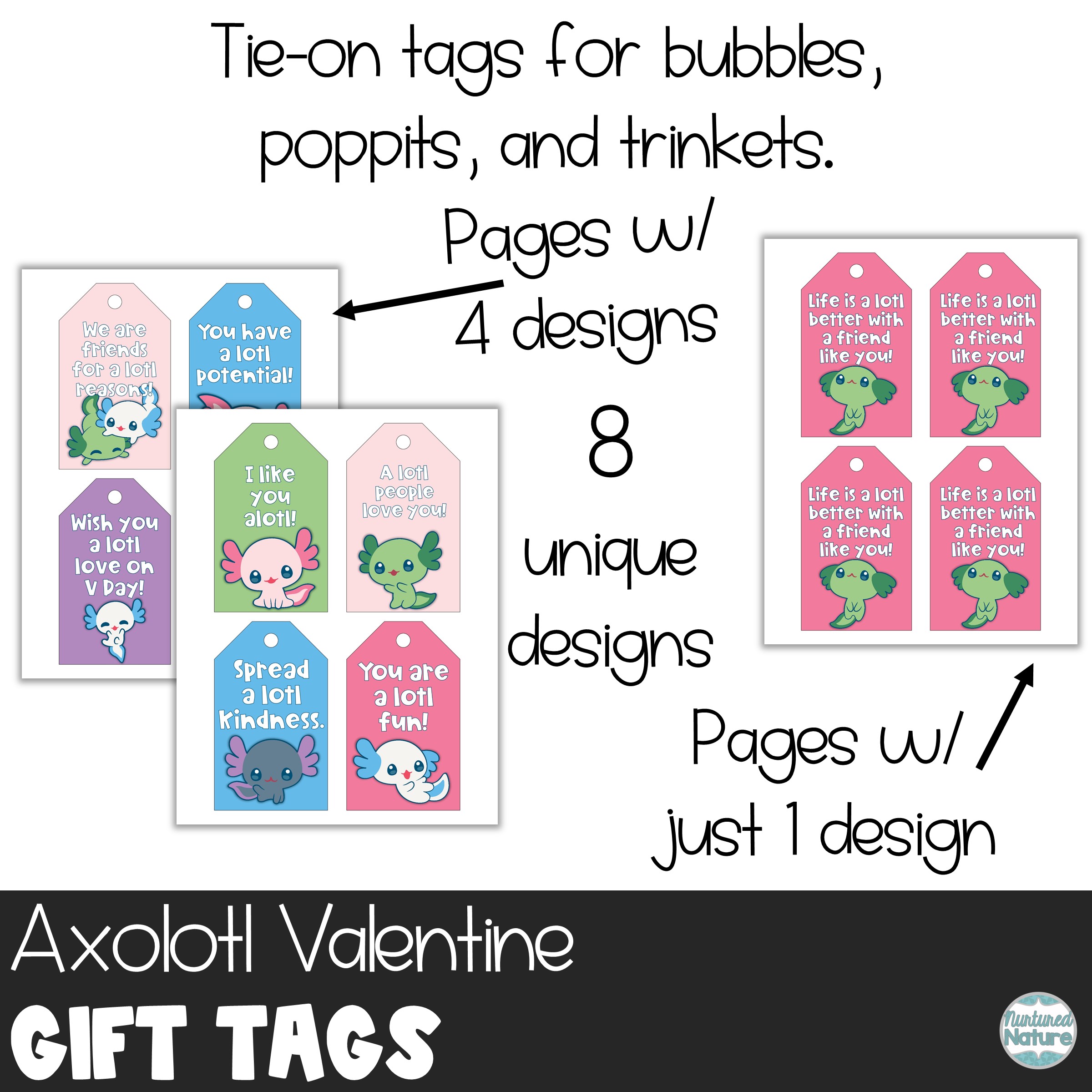 Valentine’s Day Gift Tags for Student Gifts from Teacher - Axolotl ...