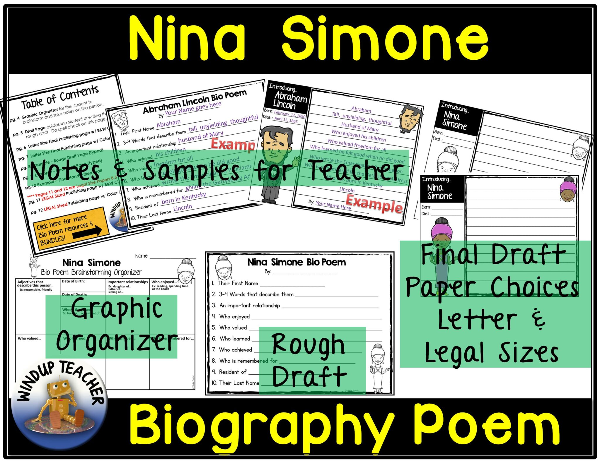 Nina Simone Biography Poem Activity and Writing Paper | Made By Teachers
